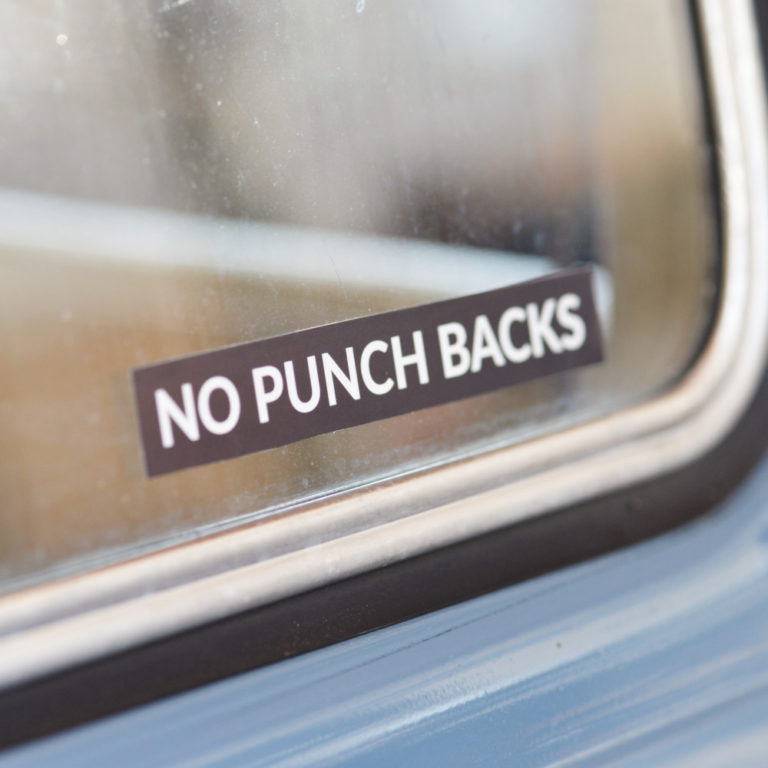 No Punch Backs Sticker - Weber Garage